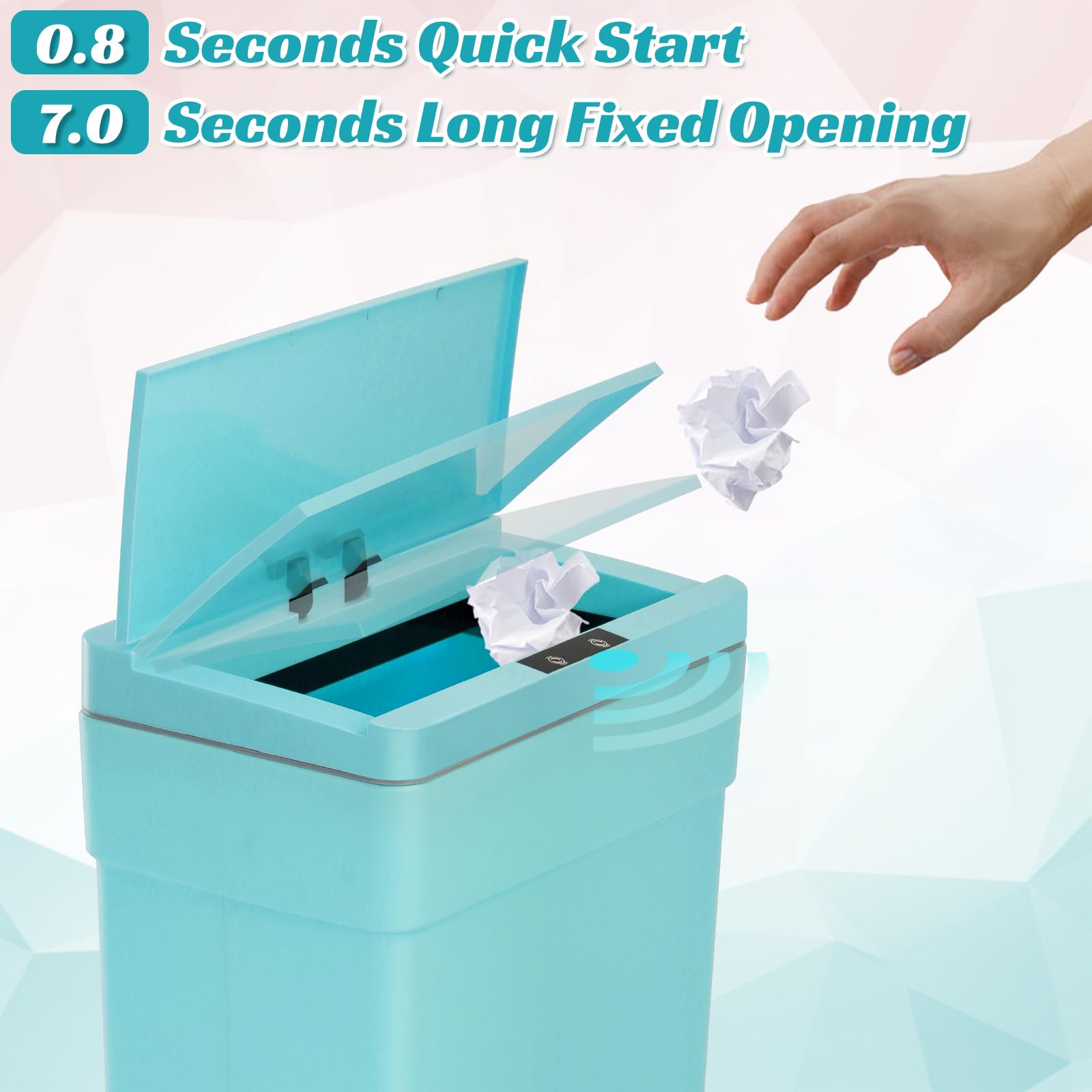 Dkeli Trash Can 13 Gallon Kitchen Trash Can for Bathroom Bedroom Home Office Automatic High-Capacity Plastic Touch Free Garbage Can with Lid Waste Bin 50 Liter, Set of 2