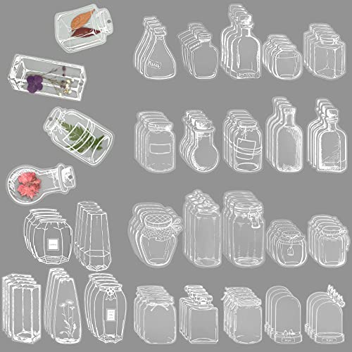 120 Pieces Large Size Transparent Dried Flower Bookmarks Kit Cute Bottle Shaped Flower Bookmark Maker Handmade DIY Transparent Floral Page Clear Floral Bookmark Point Tweezer Hole Punch