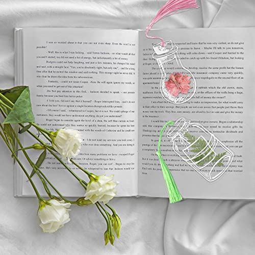 120 Pieces Large Size Transparent Dried Flower Bookmarks Kit Cute Bottle Shaped Flower Bookmark Maker Handmade DIY Transparent Floral Page Clear Floral Bookmark Point Tweezer Hole Punch