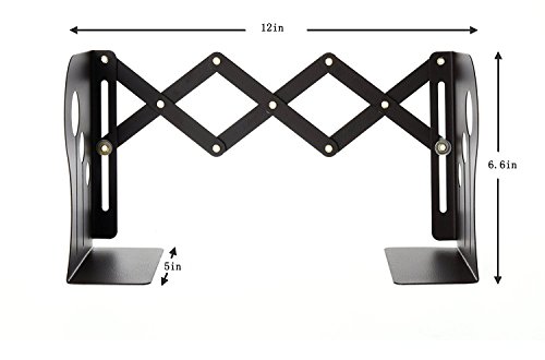 Y-H Decorative Metal Iron Bookends,Holder Stand Desk Heavy Duty Nonskid Adjustable Bookend (Black)