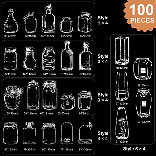 120 Pieces Large Size Transparent Dried Flower Bookmarks Kit Cute Bottle Shaped Flower Bookmark Maker Handmade DIY Transparent Floral Page Clear Floral Bookmark Point Tweezer Hole Punch