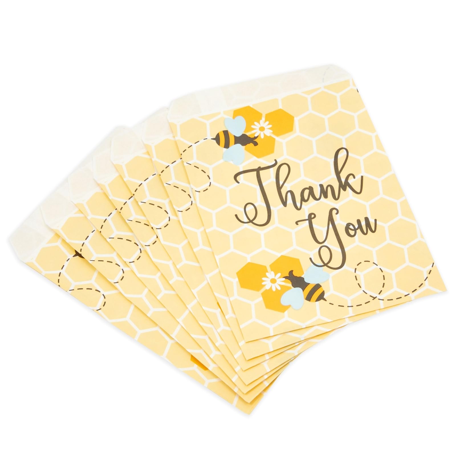 Sparkle and Bash Bumble Bee Party Favor Treat Bags for Baby Shower, Thank You (5x7 In, 100 Pack)