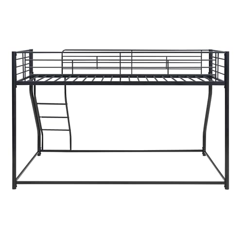 HBRR Twin XL Over Queen Bunk Beds, Low Profile Bunk Beds Heavy Duty Steel Bed Frame with Safety Rail and Ladder for Boys Girls Adults Dormitory Bedroom,No Box Spring Needed