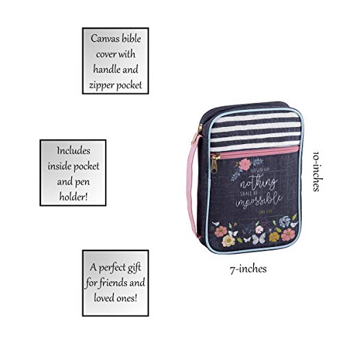 Creative Brands Prayerful Wings Canvas Bible Cover, 7 x 10-Inch, Nothing Impossible