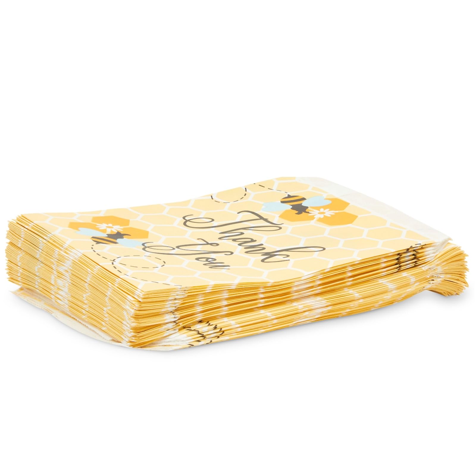 Sparkle and Bash Bumble Bee Party Favor Treat Bags for Baby Shower, Thank You (5x7 In, 100 Pack)