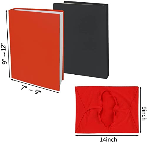 2 Pack Stretchable Book Sleeve Covers, for Paperbacks Hardcover Textbooks up to 9" x 12", Office Supplies with Free Sticker Labels (2 Pack, Rose Red + Pink)