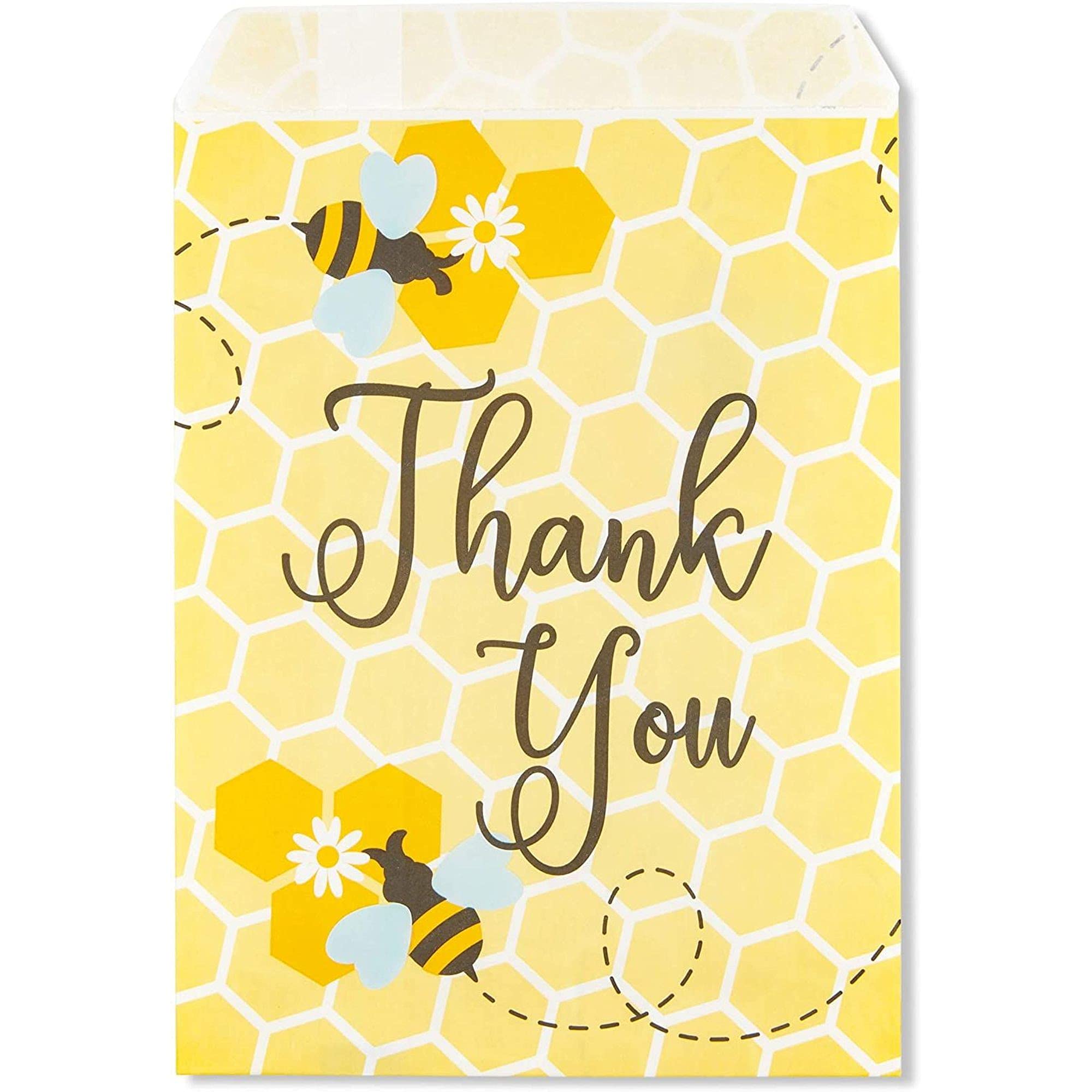 Sparkle and Bash Bumble Bee Party Favor Treat Bags for Baby Shower, Thank You (5x7 In, 100 Pack)