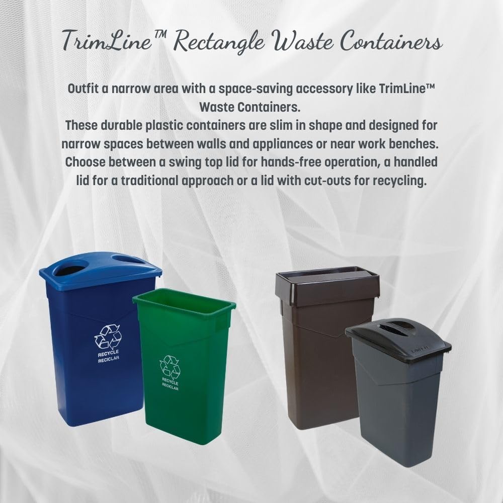 Carlisle FoodService Products 34202369 TrimLine Polyethylene Waste Container, 23 Gallon Capacity, 20" Length x 11" Width x 29.88" Height, Dark Brown (Case of 4)