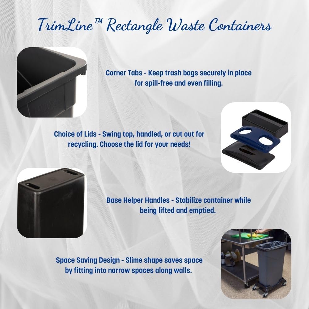 Carlisle FoodService Products 34202369 TrimLine Polyethylene Waste Container, 23 Gallon Capacity, 20" Length x 11" Width x 29.88" Height, Dark Brown (Case of 4)