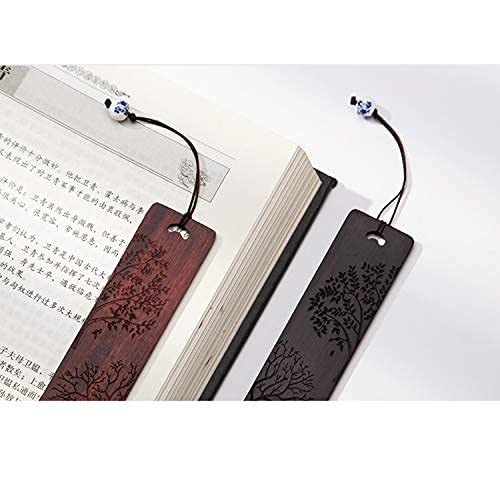 Wooden Handmade Carving PUTAHQ Natural Wood Bookmarks Gift Box Set,Handmade Natural Bookmarks with Tassel, Gift for Teachers, Students, Men and Women.?Years, Fleeting time?