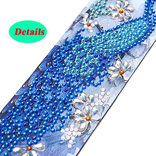 2 Pcs Diamond Painting Tassels Bookmarks Art 5D DIY Rose & Peacock Gem Dotz Rhinestone Kits Leather Bookmark for Graduation Anniversary Birthday Christmas Kids Adults Beginners