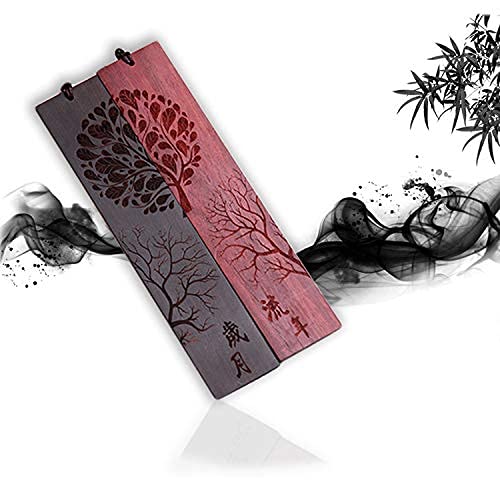 Wooden Handmade Carving PUTAHQ Natural Wood Bookmarks Gift Box Set,Handmade Natural Bookmarks with Tassel, Gift for Teachers, Students, Men and Women.?Years, Fleeting time?