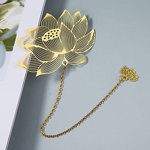 4 Pack Metal Bookmarks with Chain, Golden Hollow Bookmark for Book Lovers, Writers, Readers, Children, Teens, Men, Women, Adults