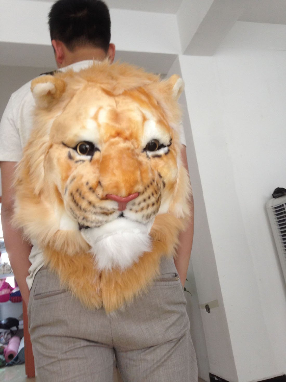 3D Animal Head Backpack Bag Backpack tiger/Lion/leopard/black bear Head Backpack Bag Knapsack and Wall Mount (lion)