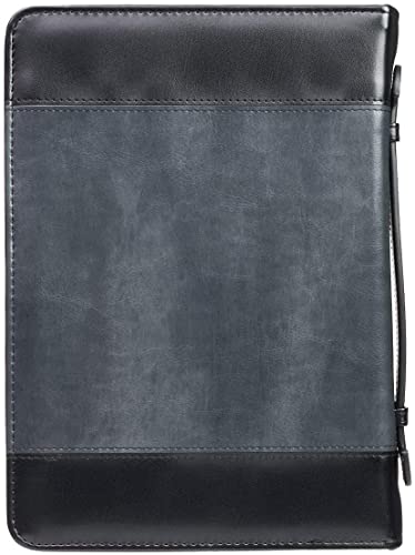 Custom Bible Cover for Men Two-Tone Joshua 1:9 Faux Leather Christian Gift for Father, Brother, Son, Grandpa, Grandson Laser Engraved Imprinting Your Text Name (Medium)
