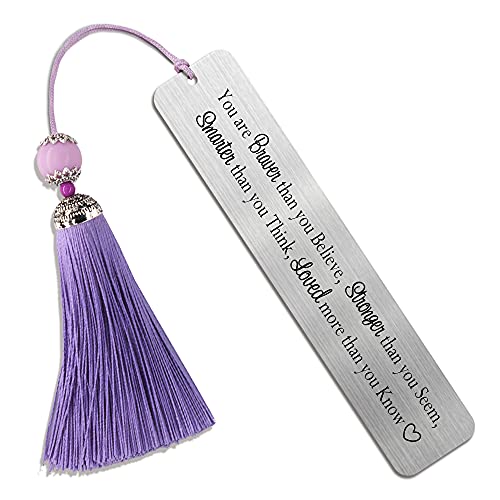DYJYBMY You are Braver Than You Believe, Metal Engraved Bookmark, Teacher Gift, Book Club Gift for Women Men Friends, Inspirational Gifts for Women, Girls, Daughters