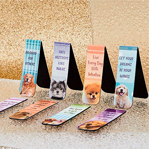 24 Pieces Magnetic Bookmarks Magnet Page Markers Inspirational Bookmark with Scripture and Inspiration Quotes Assorted Book Markers Set for Students Teachers Reading Supplies Puppy Faces