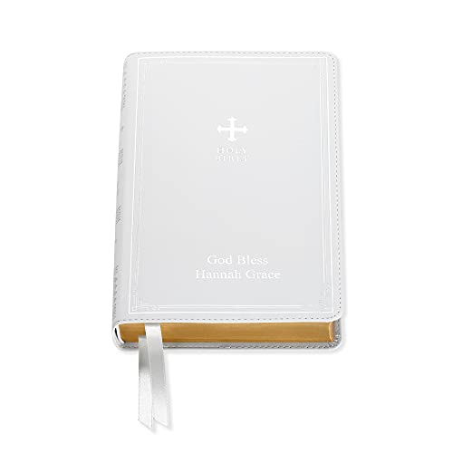 Let's Make Memories Personalized Bible - Catholic Bible - New & Old Testament - White - Gift of Faith - Customized with Message - 9.4โL x 6โW