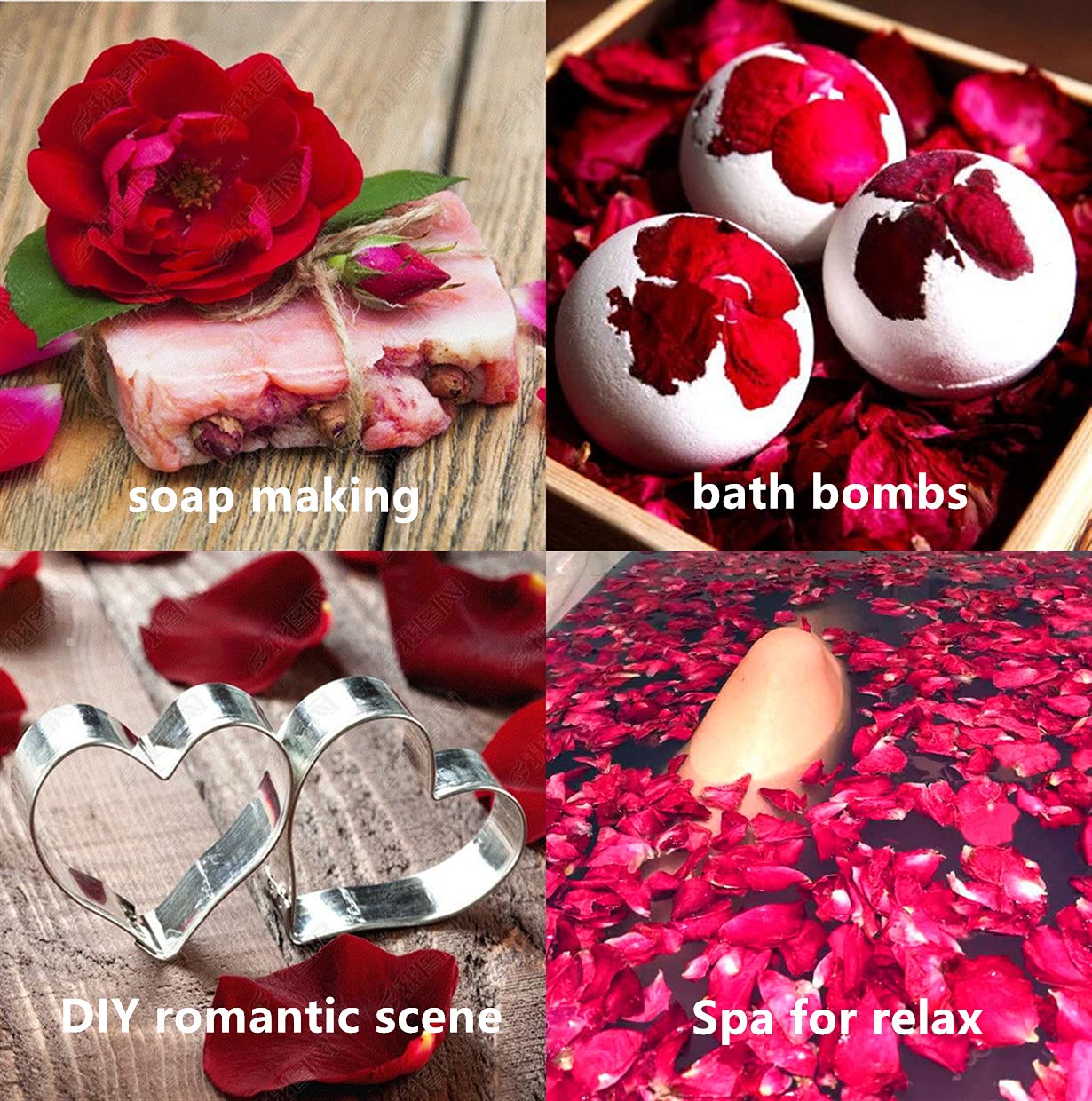 DoraMagic Dried Red Rose Petals, Real Natural Dried Rose Petals 1.75oz/50g for Bath, Soap Making, Candle Making, Wedding, Confetti, DIY Crafts, Non Edible