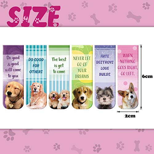 24 Pieces Magnetic Bookmarks Magnet Page Markers Inspirational Bookmark with Scripture and Inspiration Quotes Assorted Book Markers Set for Students Teachers Reading Supplies Puppy Faces