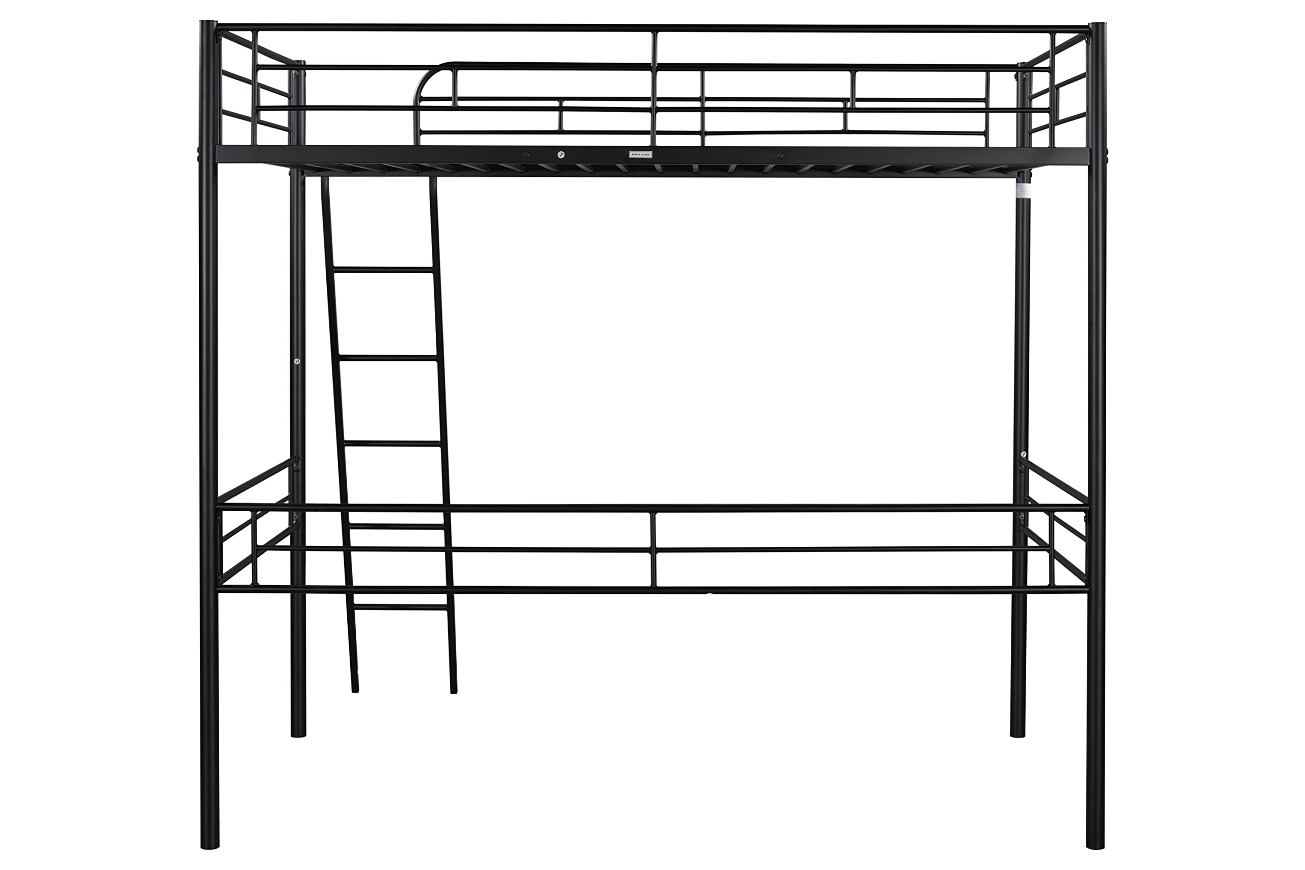 Lifeand Sturdy Twin Size Metal Loft Bed with Built-in Ladder and Guardrails for Space-Saving Solution in Kids' and Teens' Rooms,Black