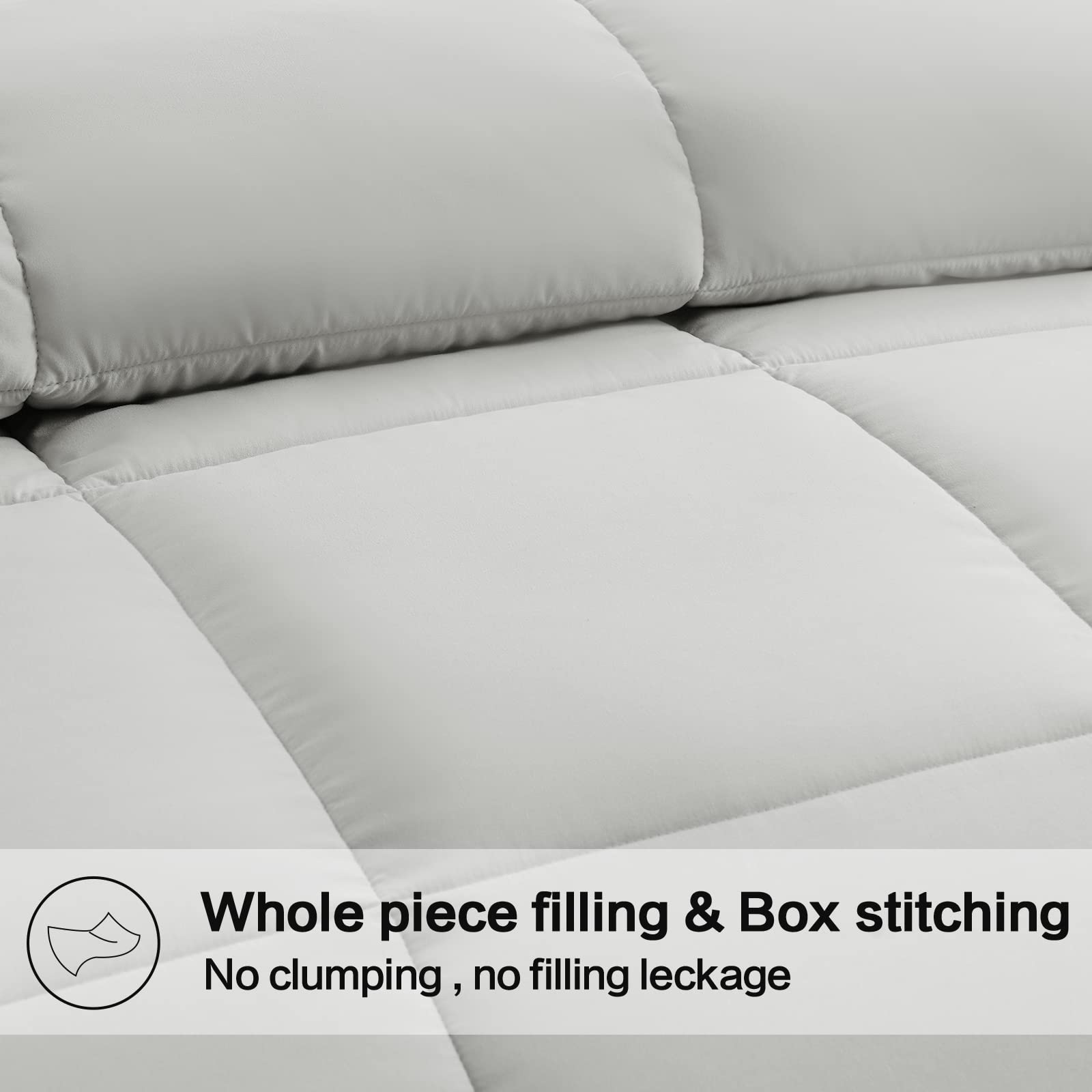EASELAND All Season Queen Size Soft Quilted Down Alternative Comforter Reversible Duvet Insert with Corner Tabs,Winter Summer Warm Fluffy,Light Grey,88x88 inches
