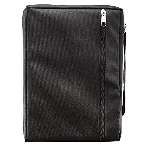 Christian Art Gifts Men/Women's Bible Cover Jesus Fish, Black Canvas, XS