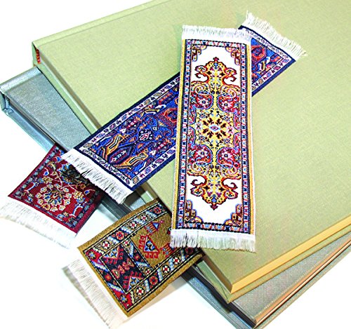 Oriental Rug Carpet Bookmarks (Set of 4) Assorted Designs- Beautiful, Elegant, Woven Cloth Bookmarks!