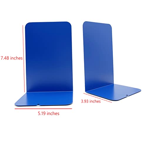 JIARI 2 Pair Book Ends, Bookends, Book Ends for Shelves, Book Shelf Holder, Metal Bookends, Book Organizer for Home Office Library (2 Pair Blue)