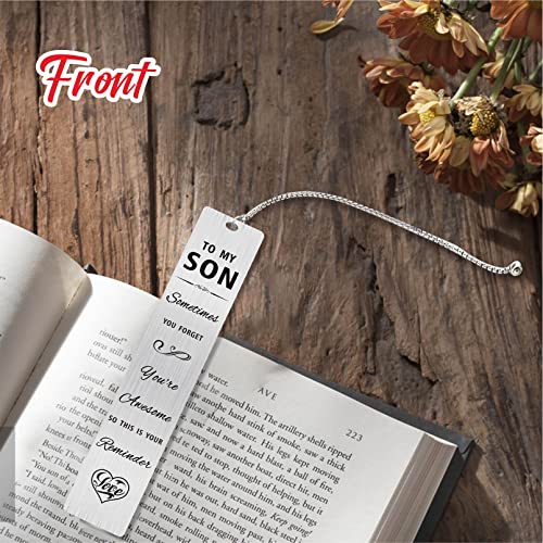Jzxwan Son Gifts from Mom and Dad，Personalized Birthday Graduation Gifts for Son, Sometimes You Forget You're Awesome Bookmark for Son