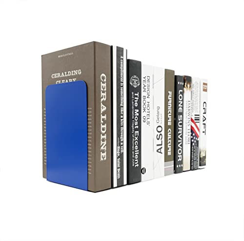 JIARI 2 Pair Book Ends, Bookends, Book Ends for Shelves, Book Shelf Holder, Metal Bookends, Book Organizer for Home Office Library (2 Pair Blue)