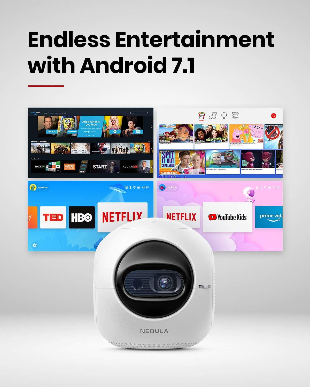 Anker Nebula Astro Mini Portable Projector, Kids Pocket Cinema, Mini Projector, Parental Controls, Customizable UI, Android 7.1, 2.5-Hour Battery Life, Portable Design Pocket Projector (Renewed)