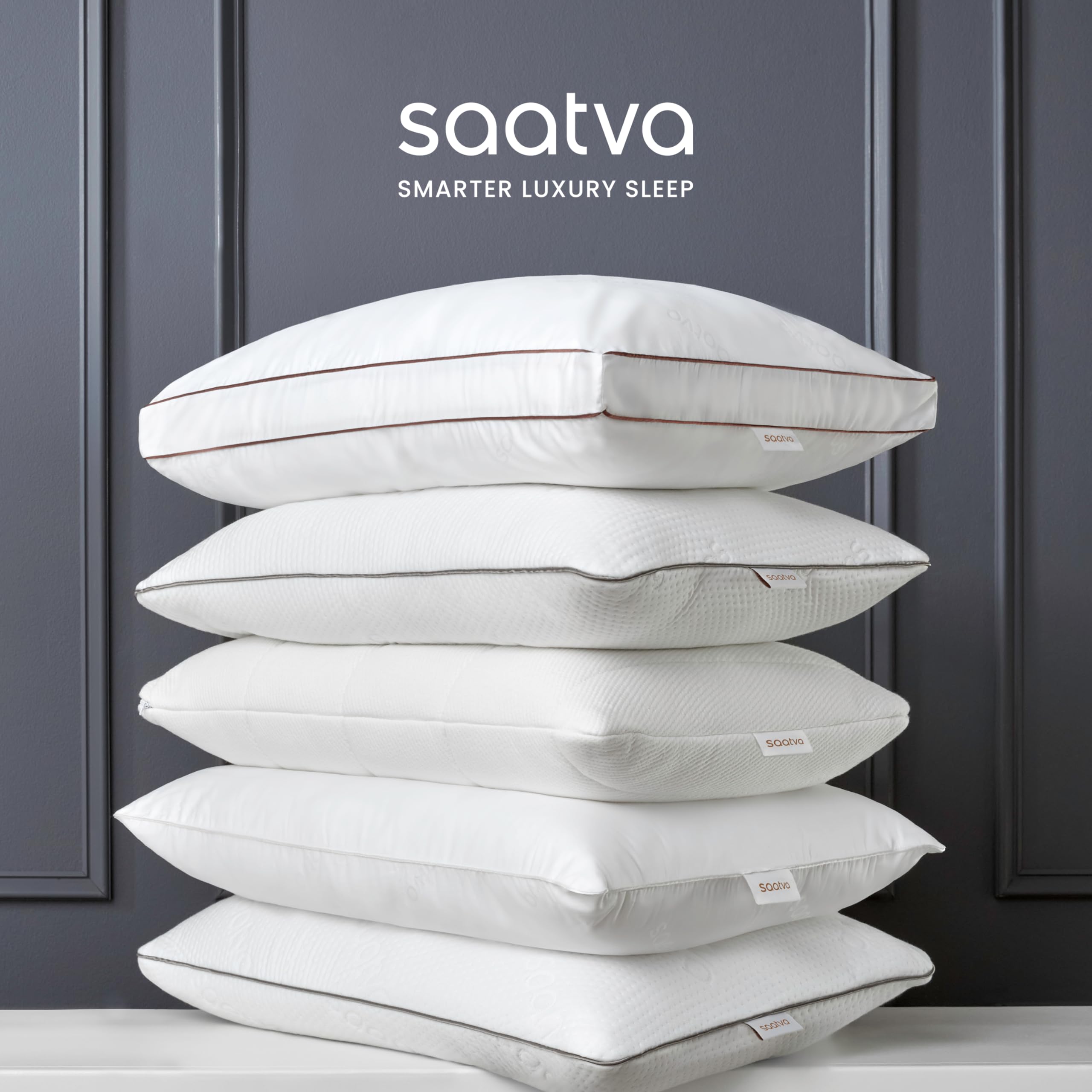 Saatva Latex Pillow - High Loft (6" - 7β) - Hypoallergenic Pillow with Shredded Latex Core - Breathable - Machine Washable Organic Cotton Cover - Queen (28"x16") 1 Pack