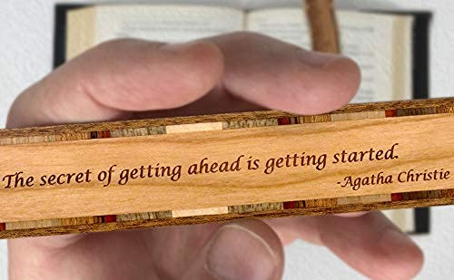 Agatha Christie Getting Ahead Quote On Handmade Wooden Bookmark - Also Available with Personalization - Made in USA