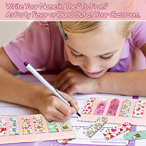 36 PCS Magnetic Bookmarks Valentine's Day Gifts for Kids Valentines Bookmark with 12 Different Cute Designs for School Prizes Classroom Exchange Party Supplies