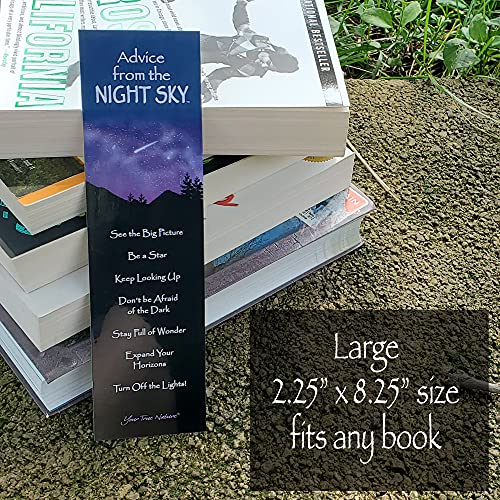 Your True Nature Advice from Nature 3 Bookmark Night Set, Laminated with Glossy Finish, Printed on Recycled Paper - Wolf, Moon, Night Sky (AMBM-Night)