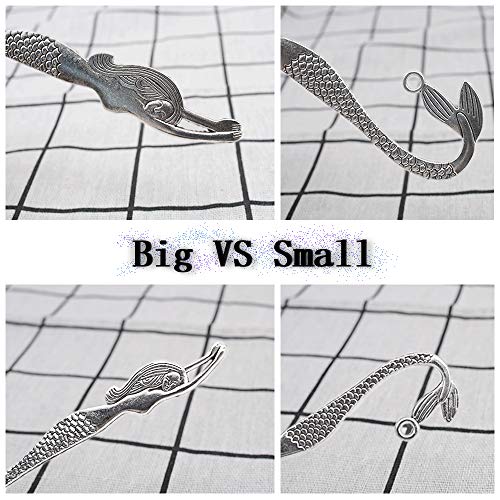 HOSTK 10pc Silver Metal Bookmark Hairpin Hook Carved Antique Vintage with Pendant Jewellery Making Mermaid Souvenirs Plain Embossed