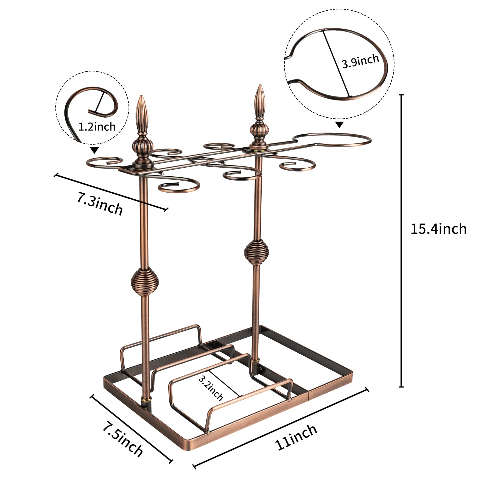 Migecon 3-In-1 Metal Countertop Wine Glass Holder With Wine Racks And Wine Decanter Drying Stand,Freestanding Tabletop Stemware Storage Rack,Vintage Wine Glass Drying Rack.