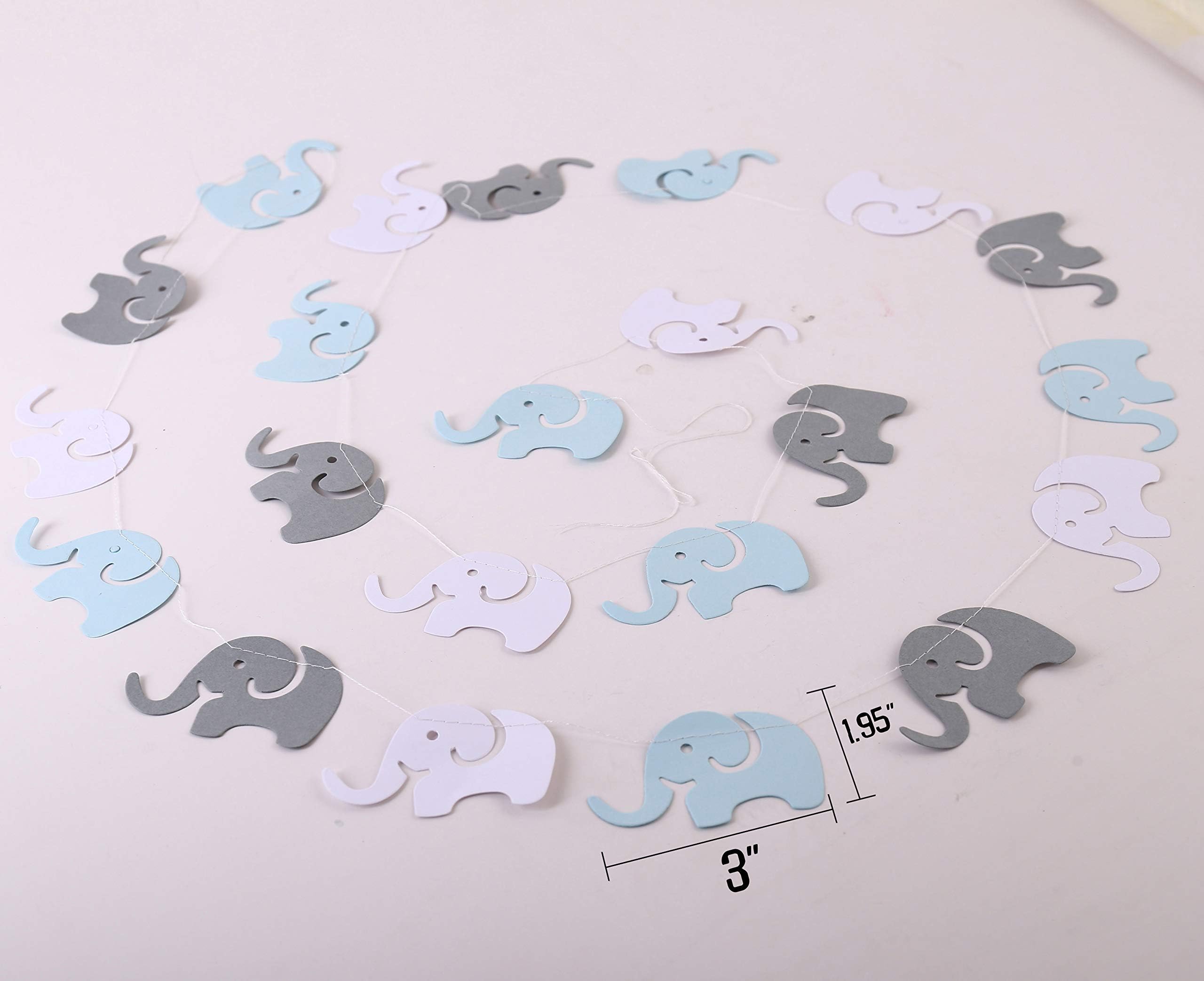 luckylibra Boy baby shower decorations, It is a Boy Banners Elephant Garland and Paper Lantern Paper Flower Pom Poms (Blue White Grey)