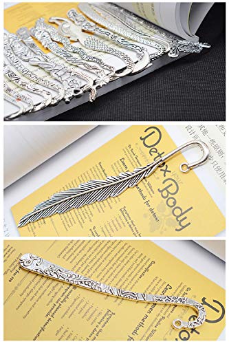 HOSTK 10pc Silver Metal Bookmark Hairpin Hook Carved Antique Vintage with Pendant Jewellery Making Mermaid Souvenirs Plain Embossed