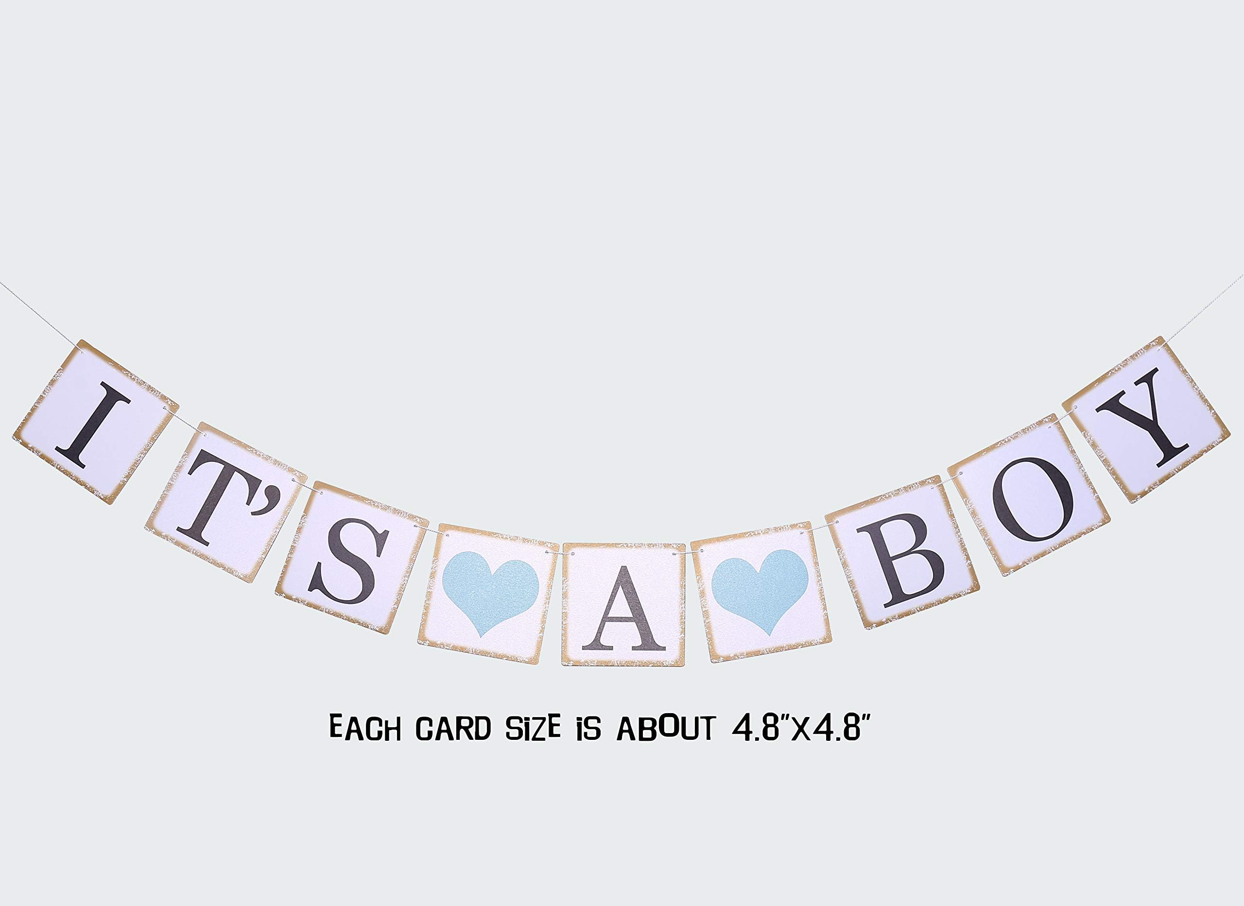 luckylibra Boy baby shower decorations, It is a Boy Banners Elephant Garland and Paper Lantern Paper Flower Pom Poms (Blue White Grey)