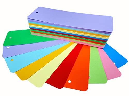 ITZAMNA Blank Bookmarks 10 Assorted Colors with Hole for DIY Kids Craft Teacher Supply Pack of 100