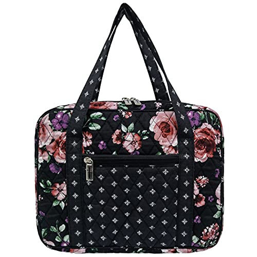 DIWI Quilted Bible Cover Extra Large Sizes 11.25 X 8.25 X 2.75 Inches Bible Tote Good Book Case (XL, C2 Rose Beauty)