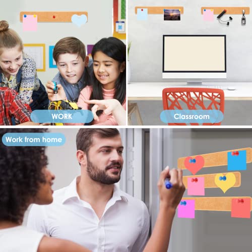 Grevosea 6 Pieces Bulletin Board Strips, Memo Board Cork Boards Strips for Walls Self-Adhesive Felt Pin Board Strips with 35 Pushpin for Home Office Decor & Memo Display No Damage for Wall (Brown)