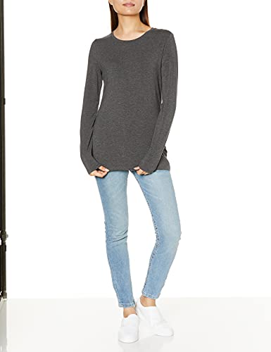 Amazon Essentials Women's Classic-Fit Long-Sleeve Crewneck T-Shirt (Available in Plus Size), Charcoal Heather, Large