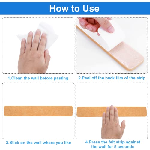 Grevosea 6 Pieces Bulletin Board Strips, Memo Board Cork Boards Strips for Walls Self-Adhesive Felt Pin Board Strips with 35 Pushpin for Home Office Decor & Memo Display No Damage for Wall (Brown)