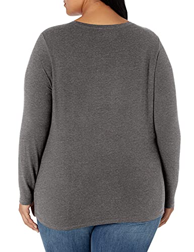Amazon Essentials Women's Classic-Fit Long-Sleeve Crewneck T-Shirt (Available in Plus Size), Charcoal Heather, Large