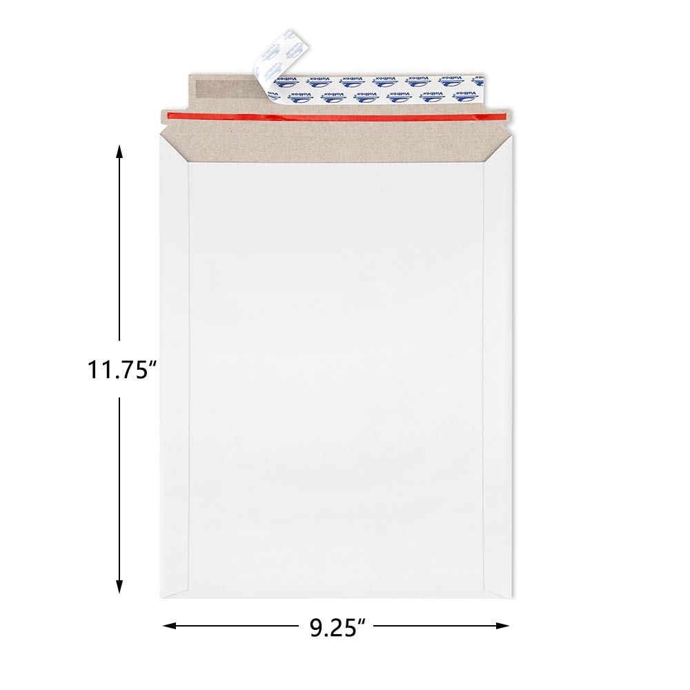 ValBox 9x11.5 Self Seal Photo Document Mailers 25 Pack Stay Flat White Cardboard Envelopes, 9.25 x 11.75 Inches