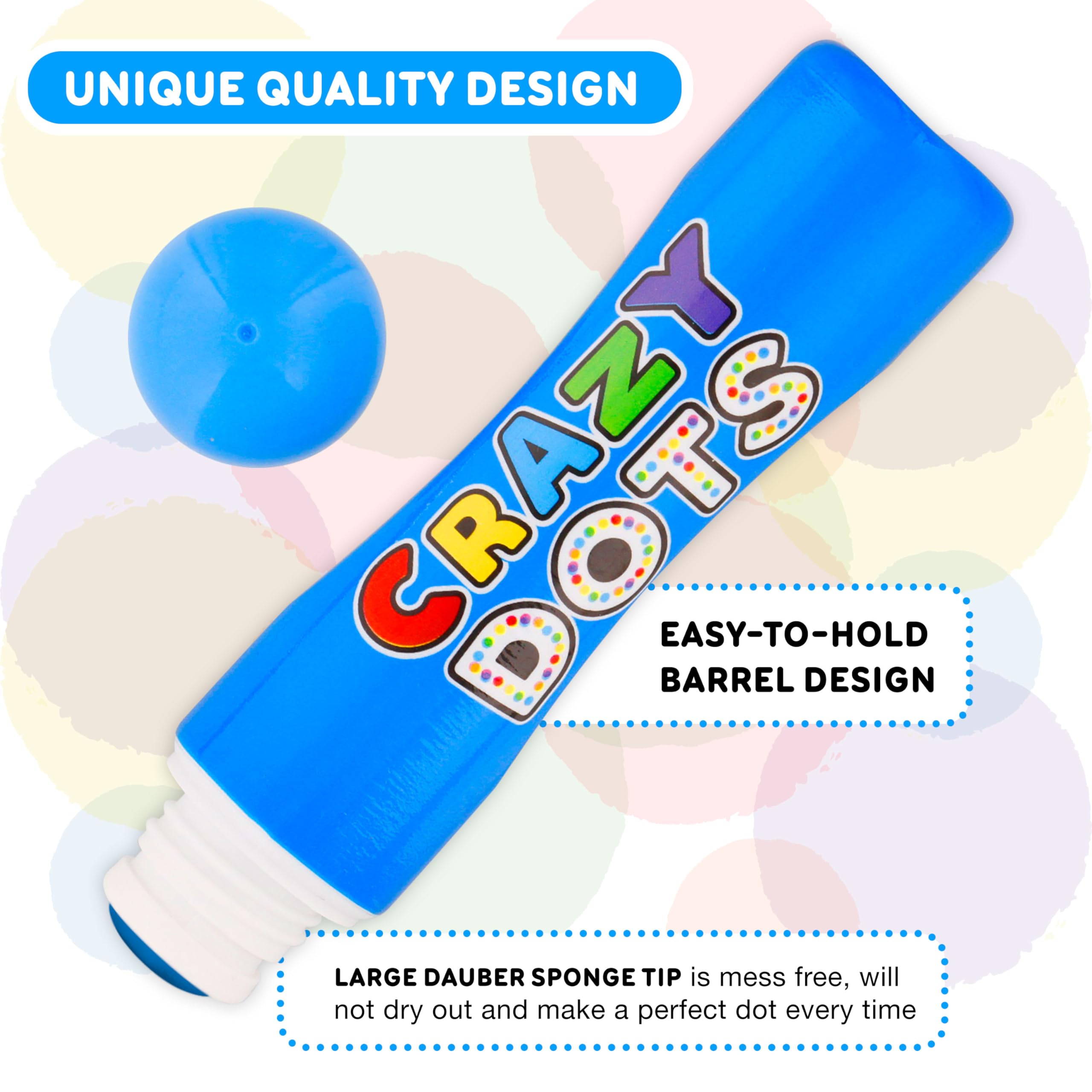 U.S. Art Supply 8 Color Crazy Dots Markers - Children's Washable Easy Grip Non-Toxic Paint Marker Daubers