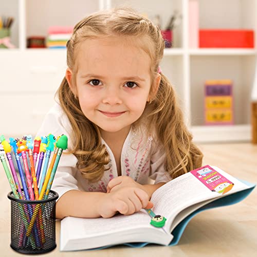 80 Pcs Scented Bookmarks and Scented Pencils with Cute Pencil Toppers Set Fun Pencils Fruit Food Theme Scratch and Sniff Bookmarks Cartoon Pencil Toppers for Kids Students Supplies (Lovely Style)